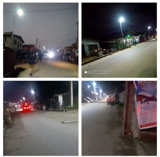 Senator Abiru Lights Up Aga, Gbasemo, Sholebo Estate Road With Solar