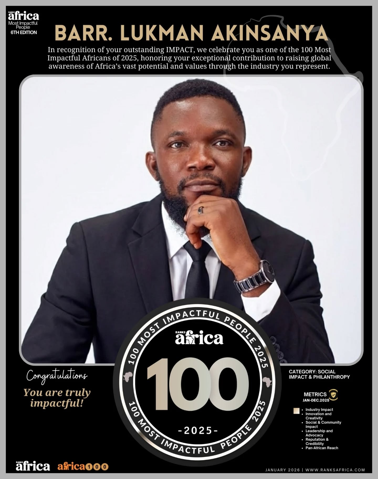 Otunba Lukman Akinsanya Ranks Among 100 Africa Most Impactful People